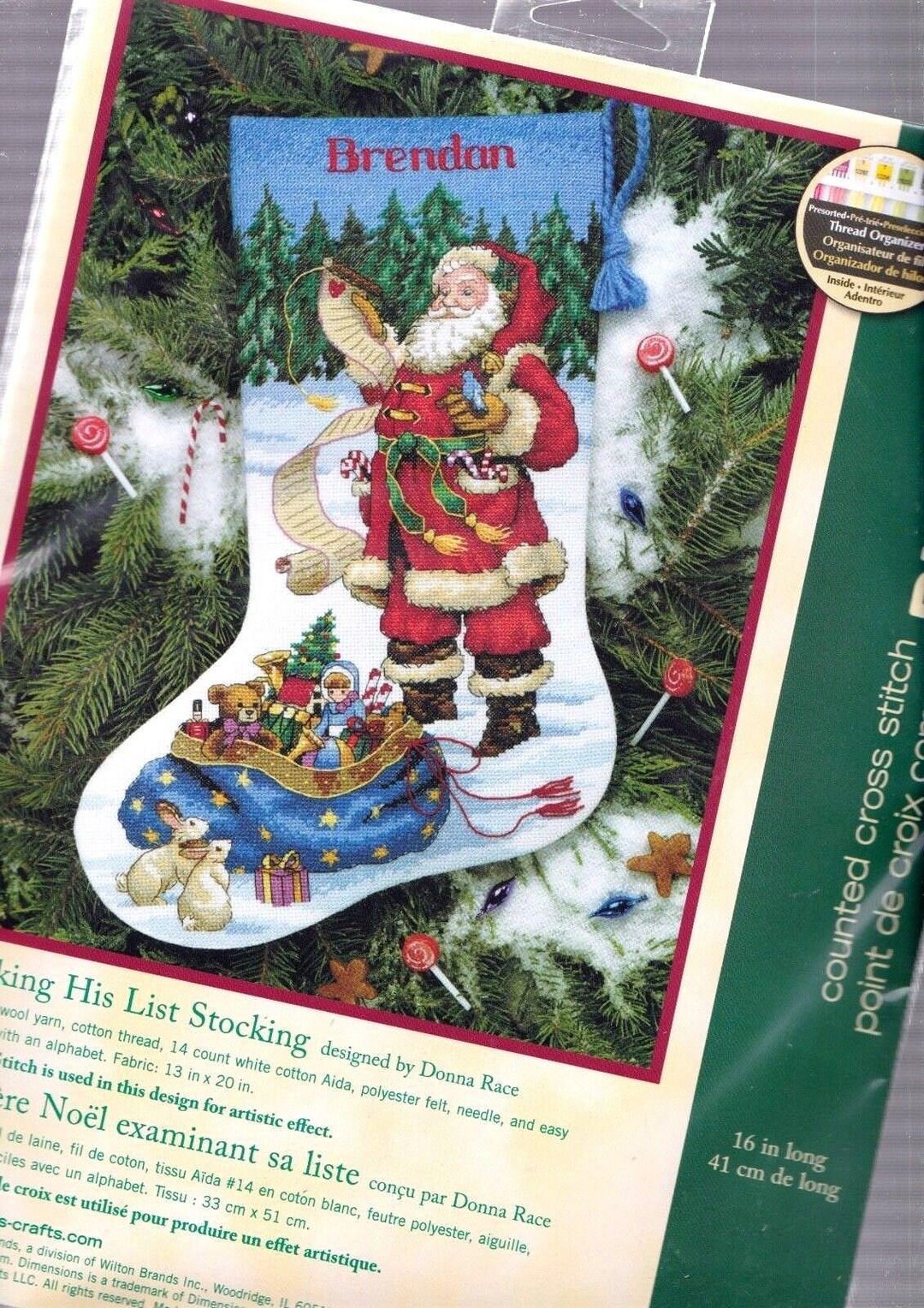 DIY Dimension Checking His List Santa Counted Cross Stitch Stocking Kit ...