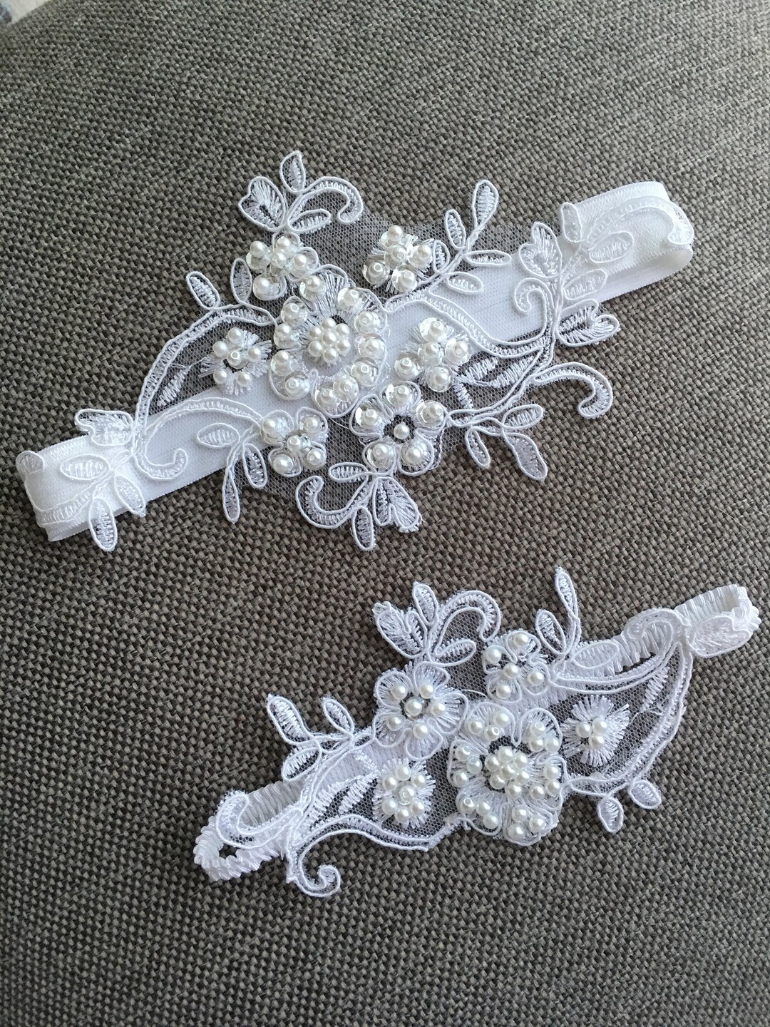 White Bridal Lace Garter Set, Wedding Garter, Bridal Gift Garter Set ...