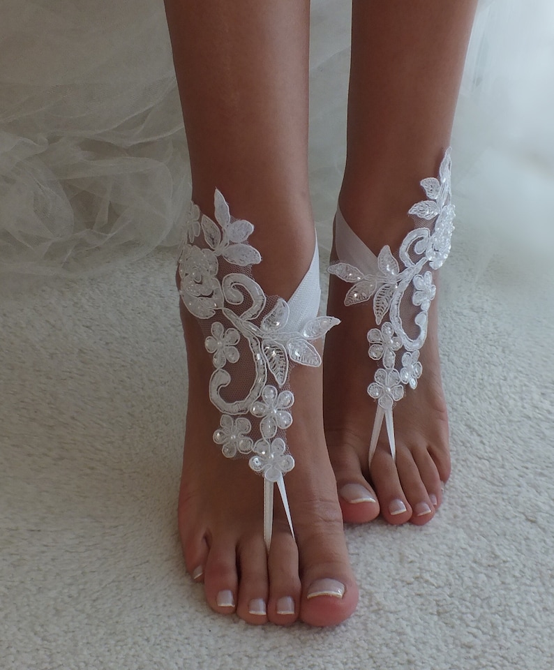 Lace Shoes Beach Wedding Barefoot Sandals Wedding Shoes Beach - Etsy