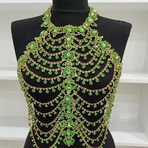 Gold Crystal Body Chain, Sexy Body Jewelry, Shoulder Jewelry, Body ...