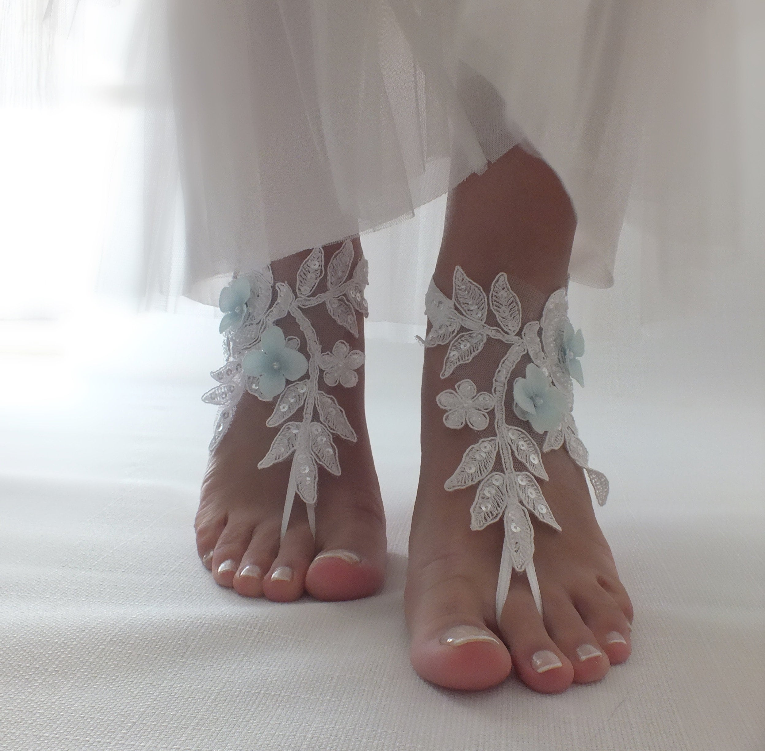 Foot jewelry lace barefoot sandal sexy sandals wedding | Etsy