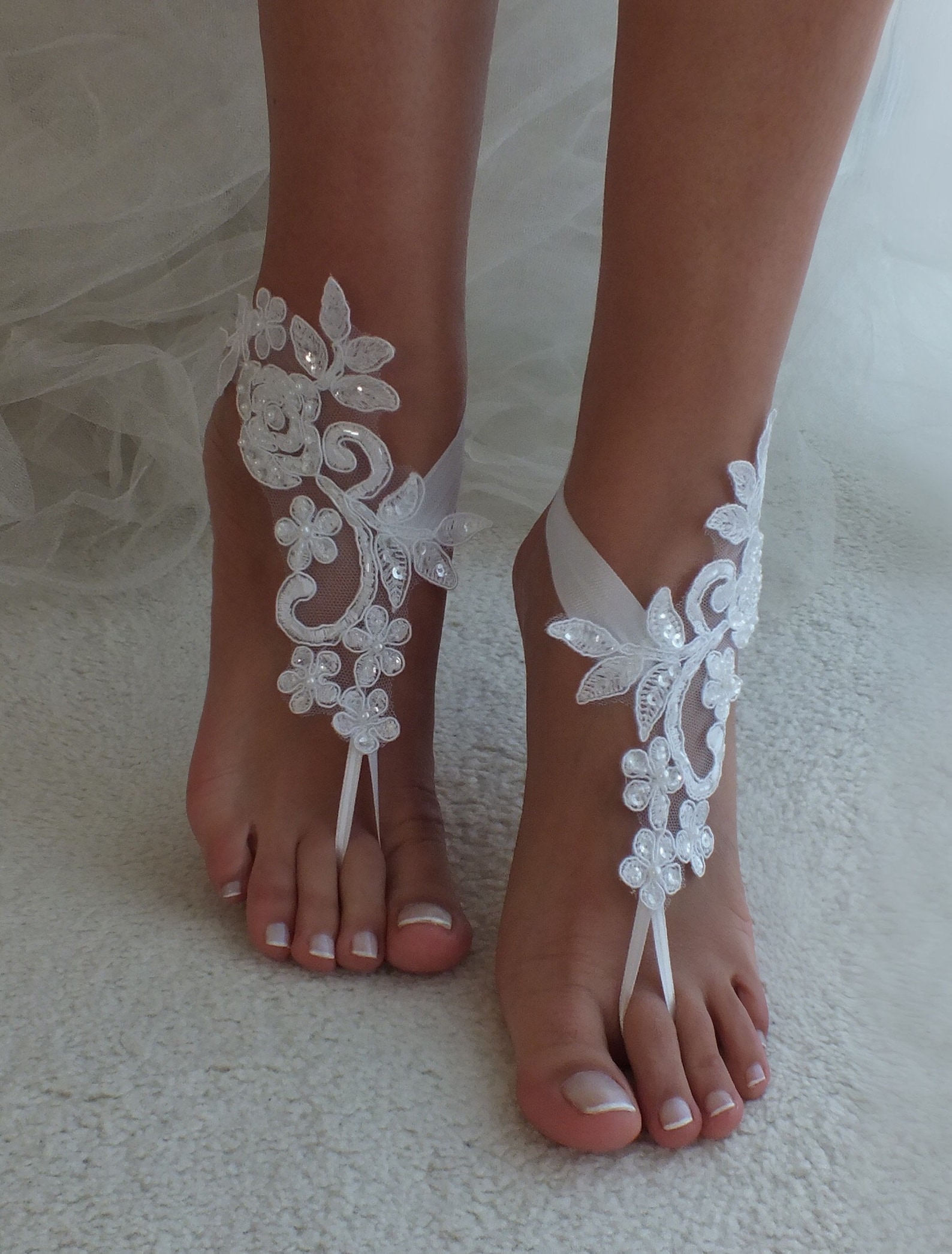 Lace Shoes Beach Wedding Barefoot Sandals Wedding Shoes Beach - Etsy