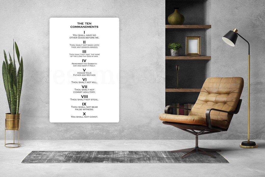 Ten Commandments Sign on Paper, Black and White, the 10 Commandments on ...