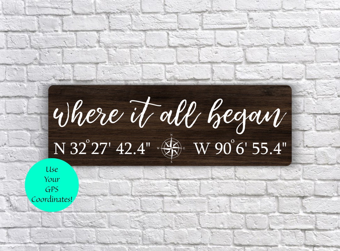 Where It All Began Sign GPS Coordinates Wood Sign Metal Art - Etsy