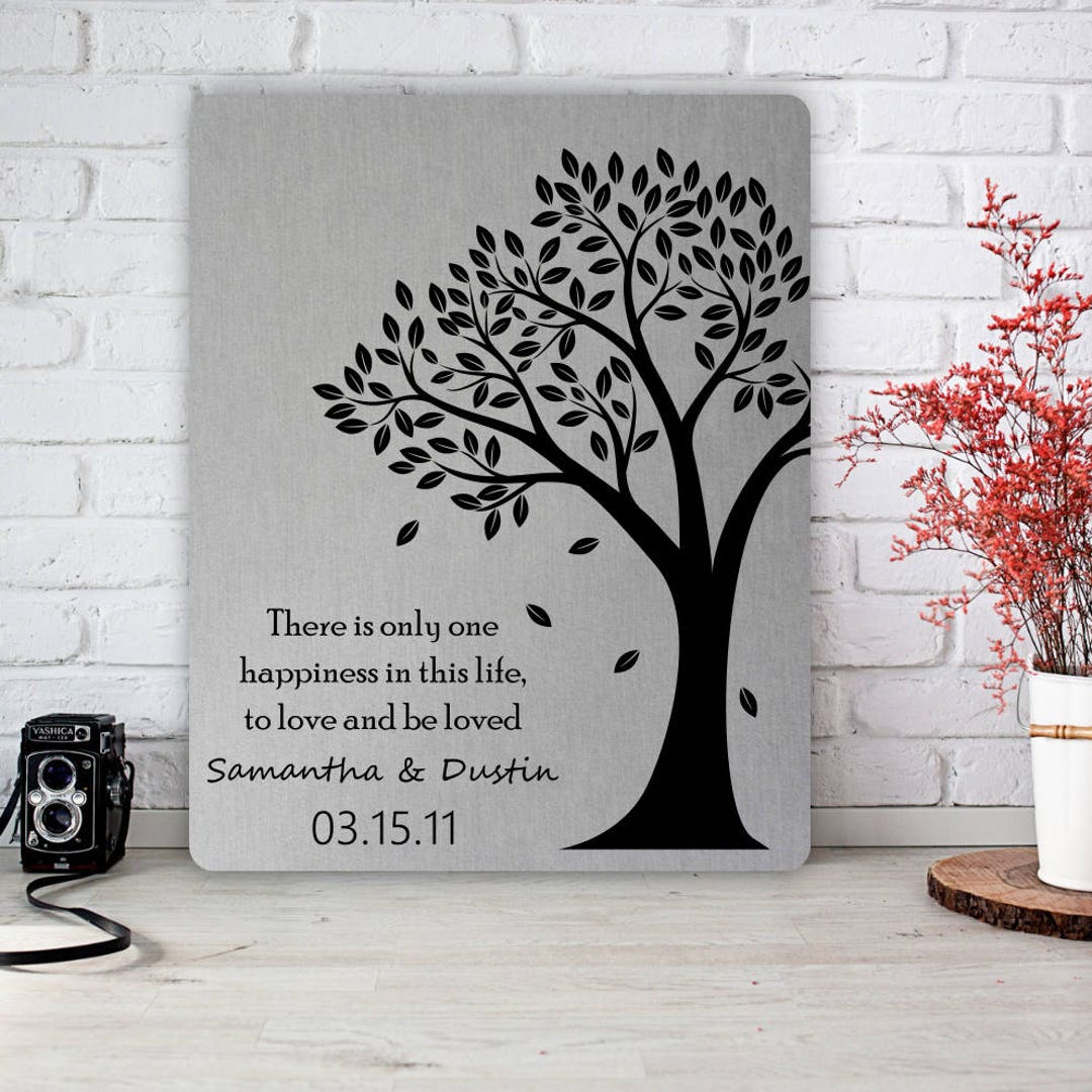 Personalized Tin Tree Print: 10th Anniversary Aluminum Art Plaque - Etsy