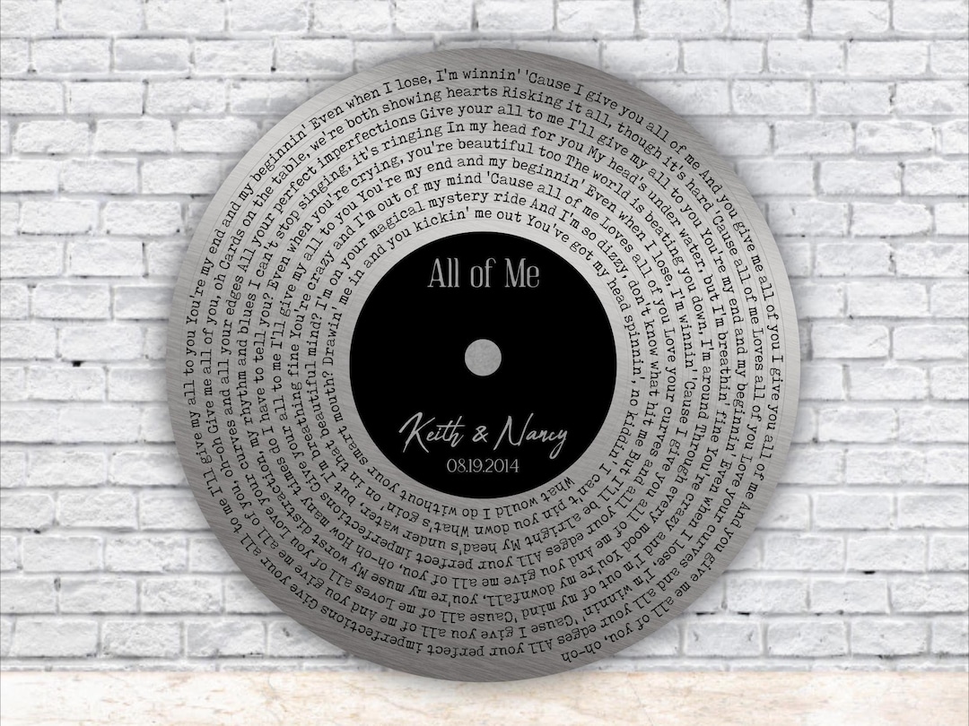 Round Vinyl Record Metal Print, Personalized Wedding Gift for Couple ...