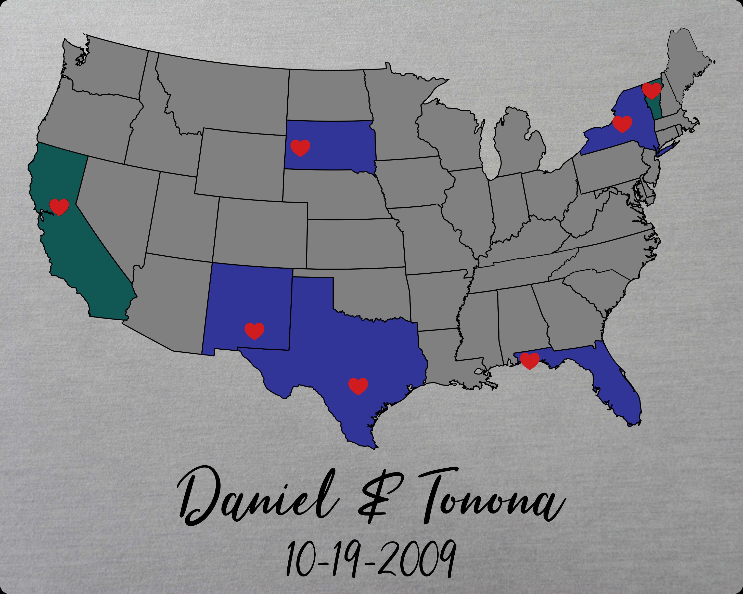 Personalized State Map Custom State to State Print 10th | Etsy