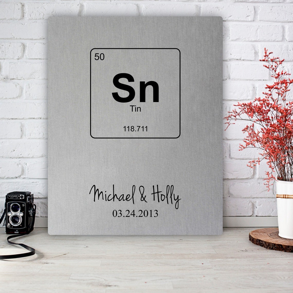 Personalized Tin Element Metal Print, 10th Anniversary Gift, Science ...