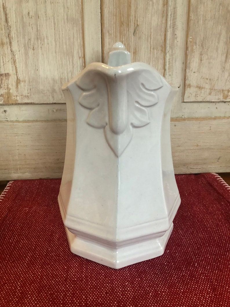 Antique White Ironstone Table PITCHER, Early Gothic Octagon Shape White ...