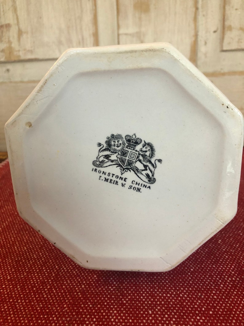 Antique White Ironstone Table PITCHER, Early Gothic Octagon Shape White ...