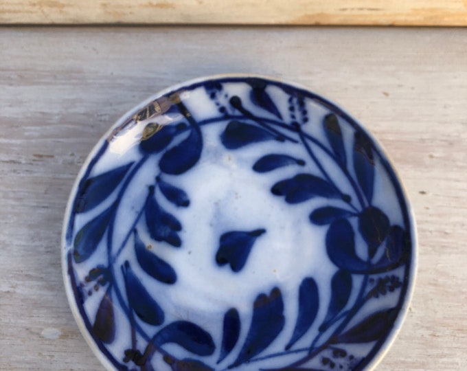 Antique Flow Blue Plate, Spinach Pattern - Etsy