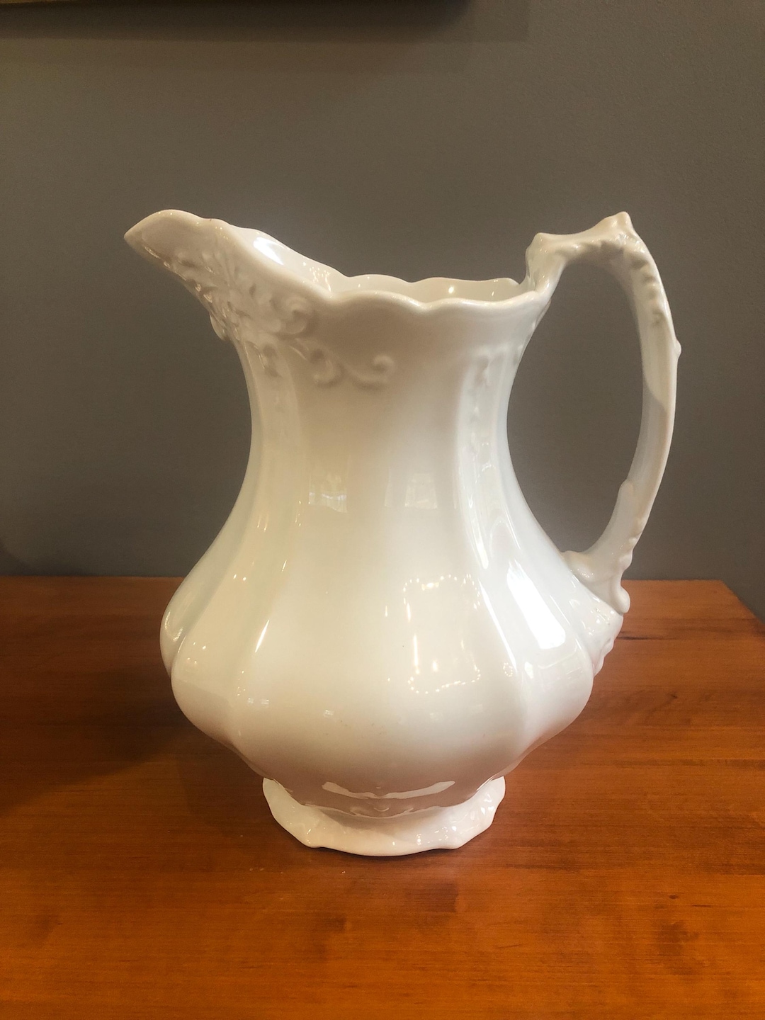 Antique White Ironstone Ewer/water Pitcher, Tracery Shape, Johnson Bros ...