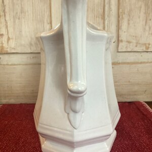 Antique White Ironstone Table PITCHER, Early Gothic Octagon Shape White ...