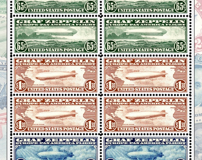 Beautiful Reproduction of 1930 US Airmail Stamps - Graf Zeppelin Issues ...