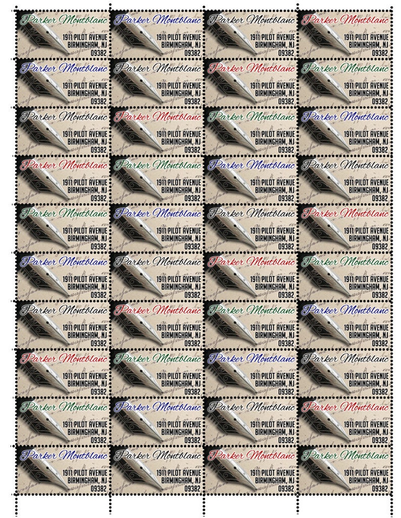 Fountain Pen - Custom Return Address Labels - Gummed and Perforated ...