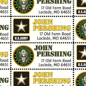 Custom Return Address Labels - US ARMY - Gummed and Perforated Like ...