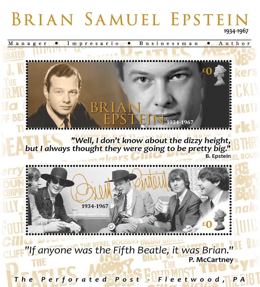 Celebrating Brian Epstein & the Beatles - Artistamps(cinderella, Faux ...