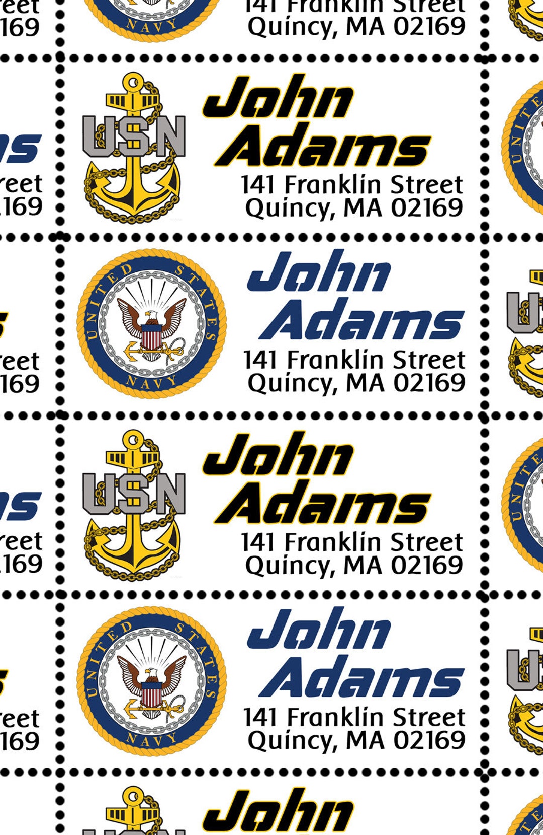 Custom Return Address Labels - US NAVY - Gummed and Perforated Like ...