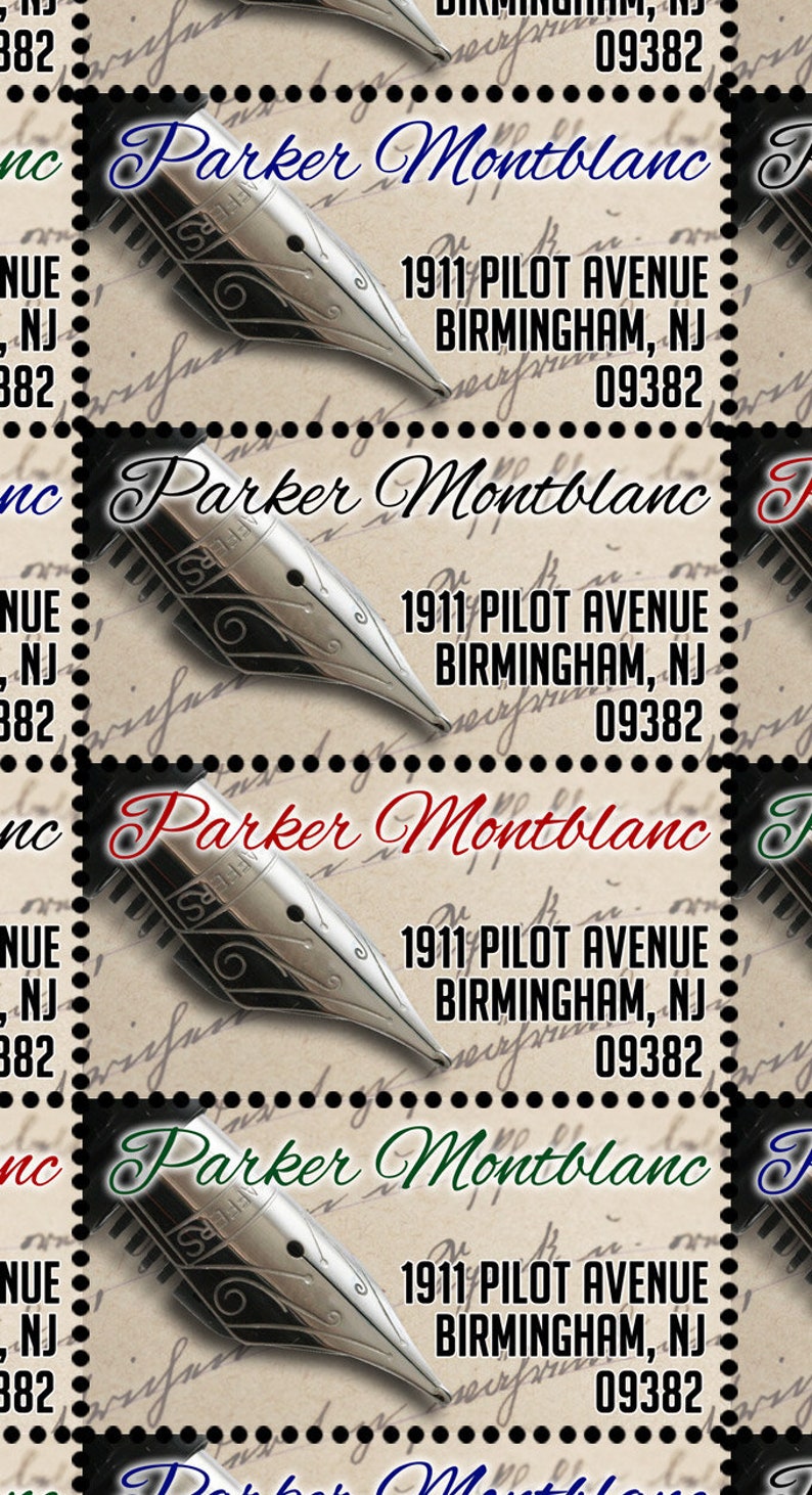 Fountain Pen - Custom Return Address Labels - Gummed and Perforated ...