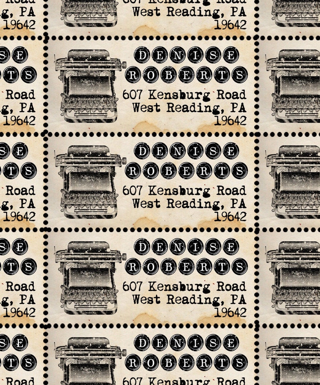 Custom Return Address Labels - Vintage Typewriter - Gummed and ...