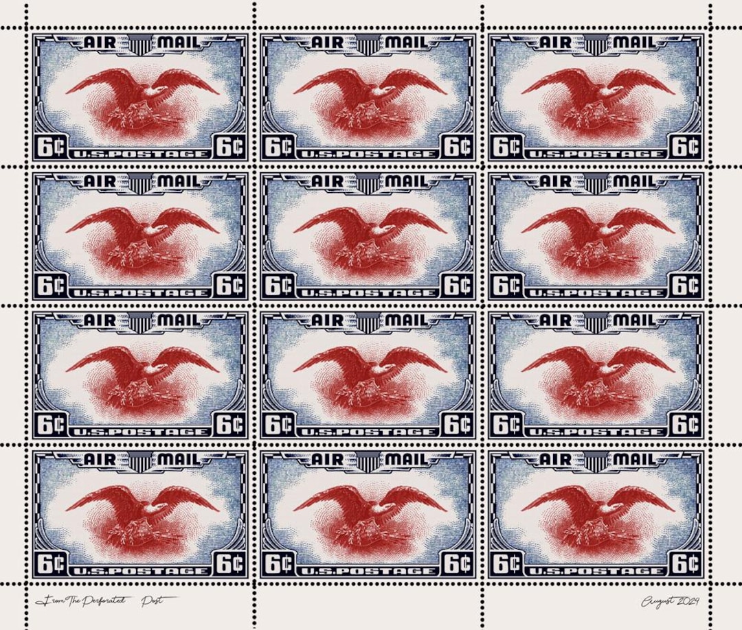 Beautiful Reproduction of 1938 US 6cent Eagle Air Mail Stamp - OVERSIZE ...