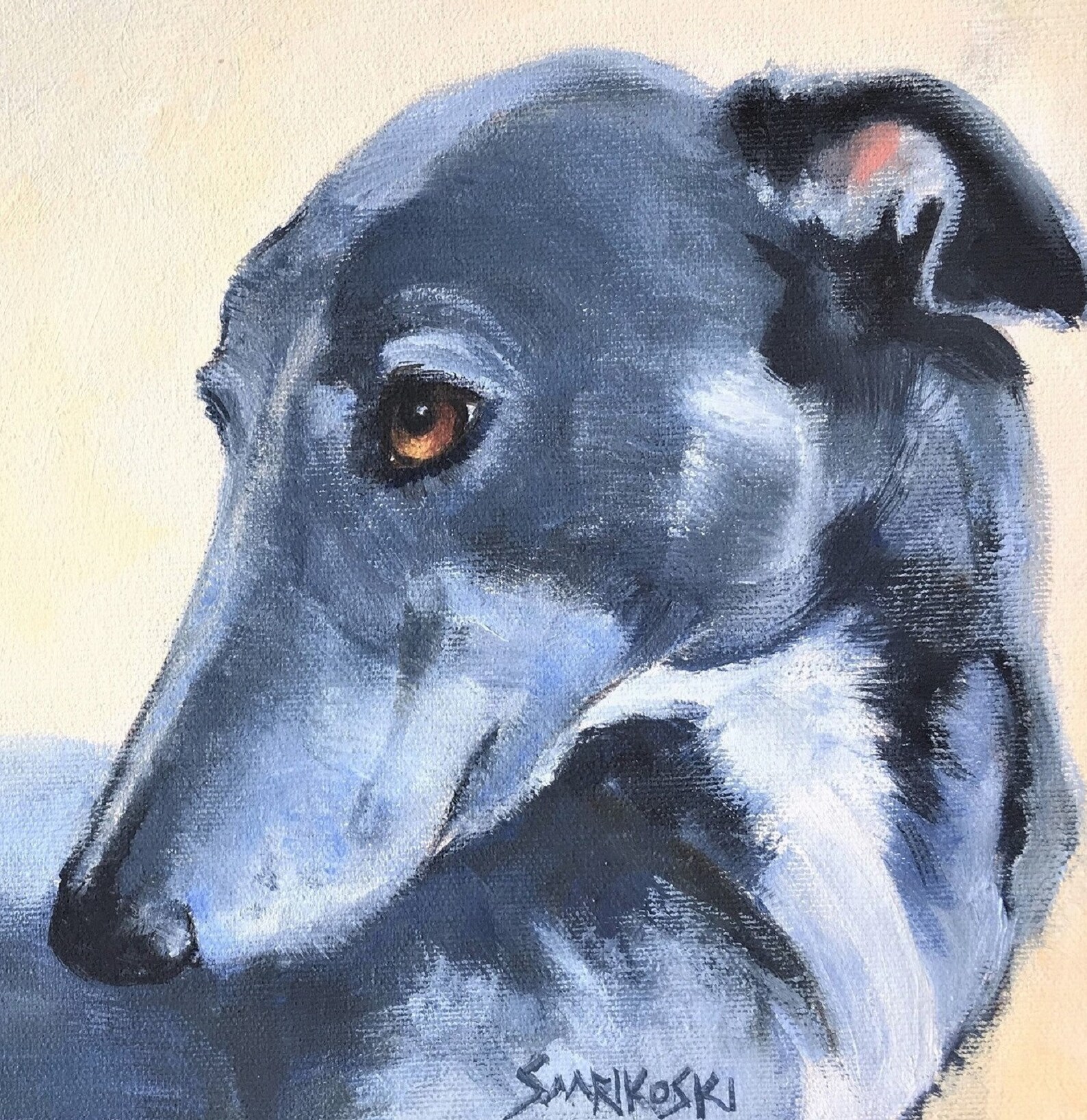 Blue Whippet Fine Art Print Greyhound Christmas Gift Galgo - Etsy