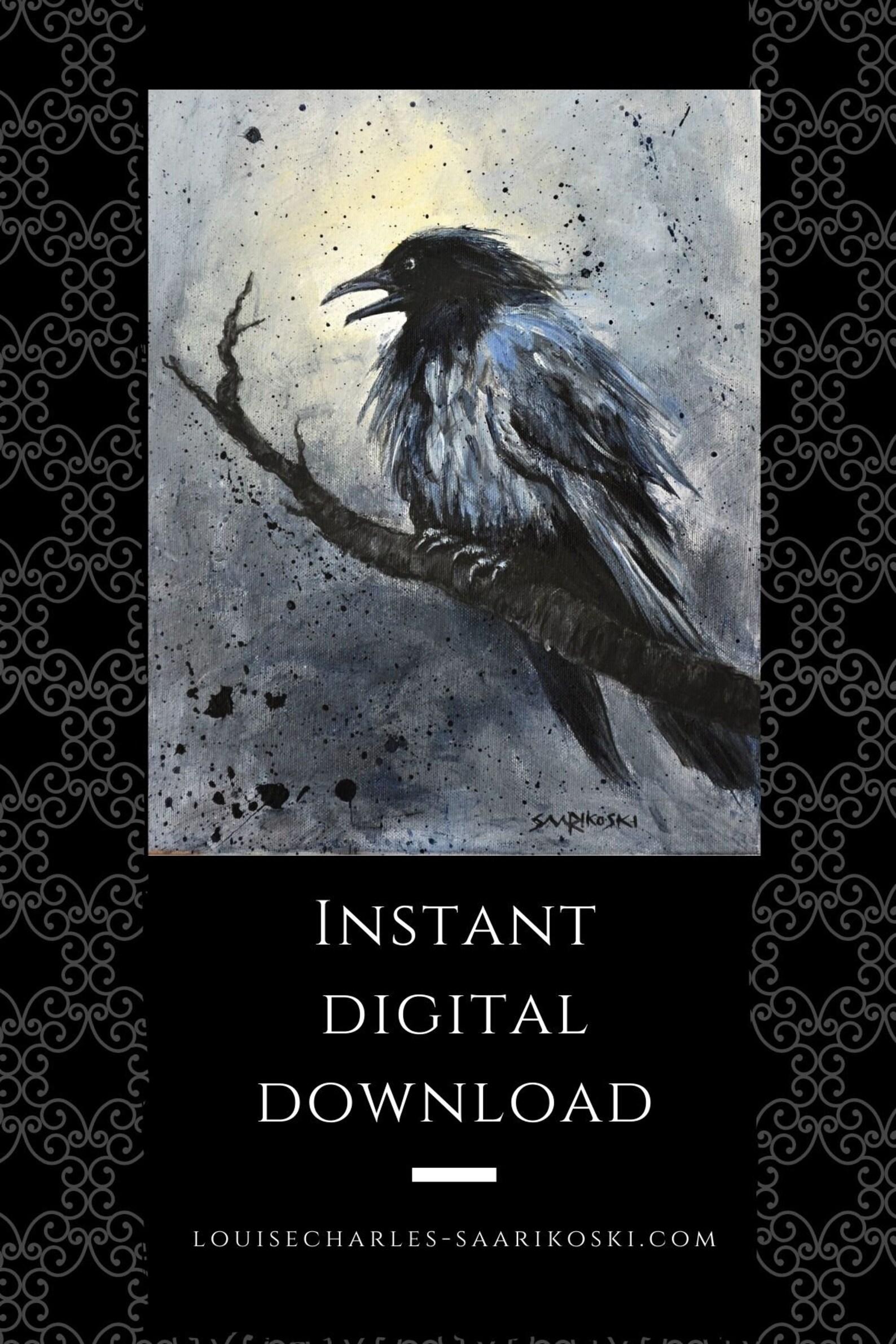 Crow Printable Wall Art Raven Gothic Themed Home Decor Etsy