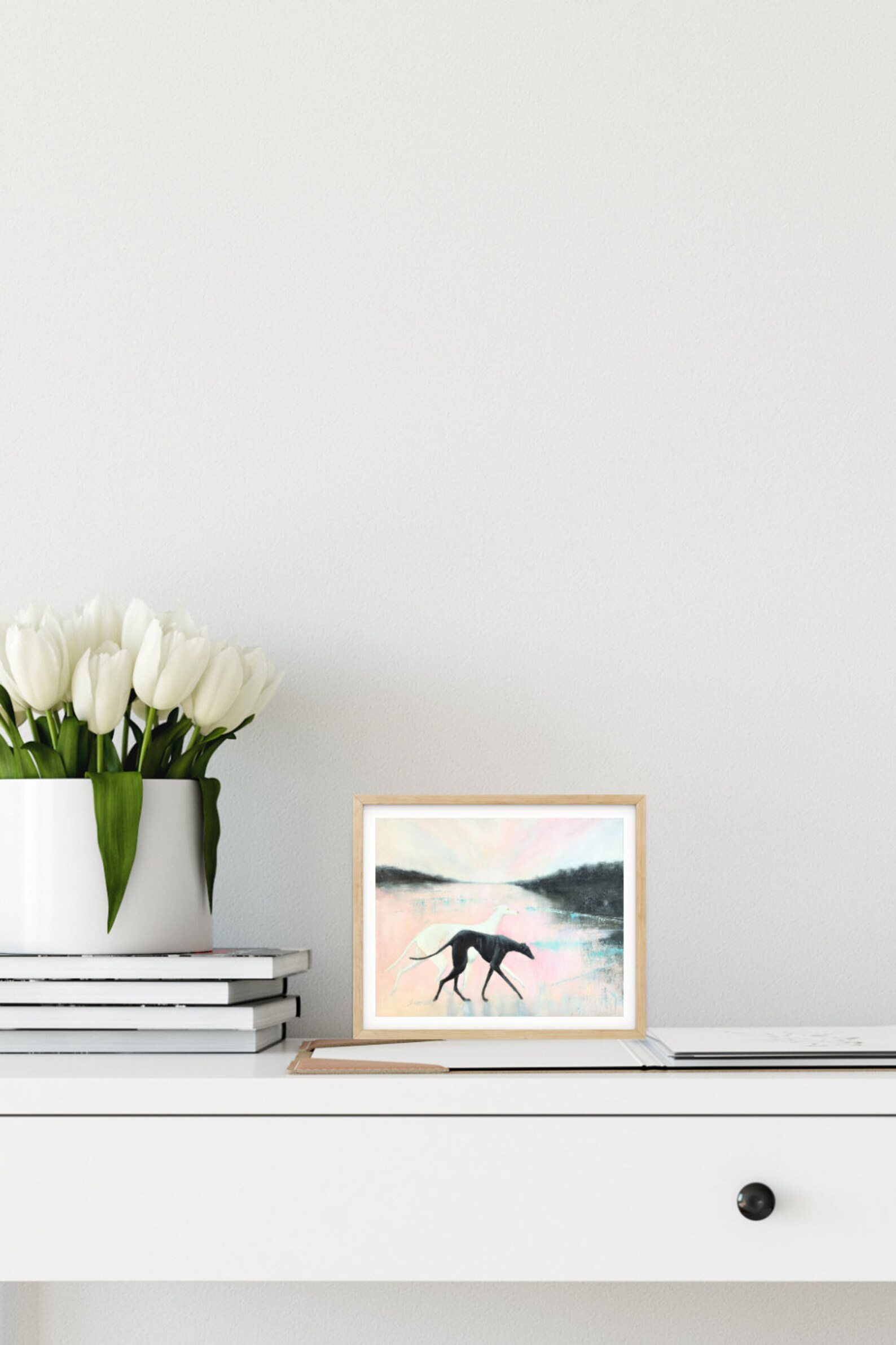 Two Greyhounds in a Landscape Giclée Print: Galgo Espanol Expressive ...