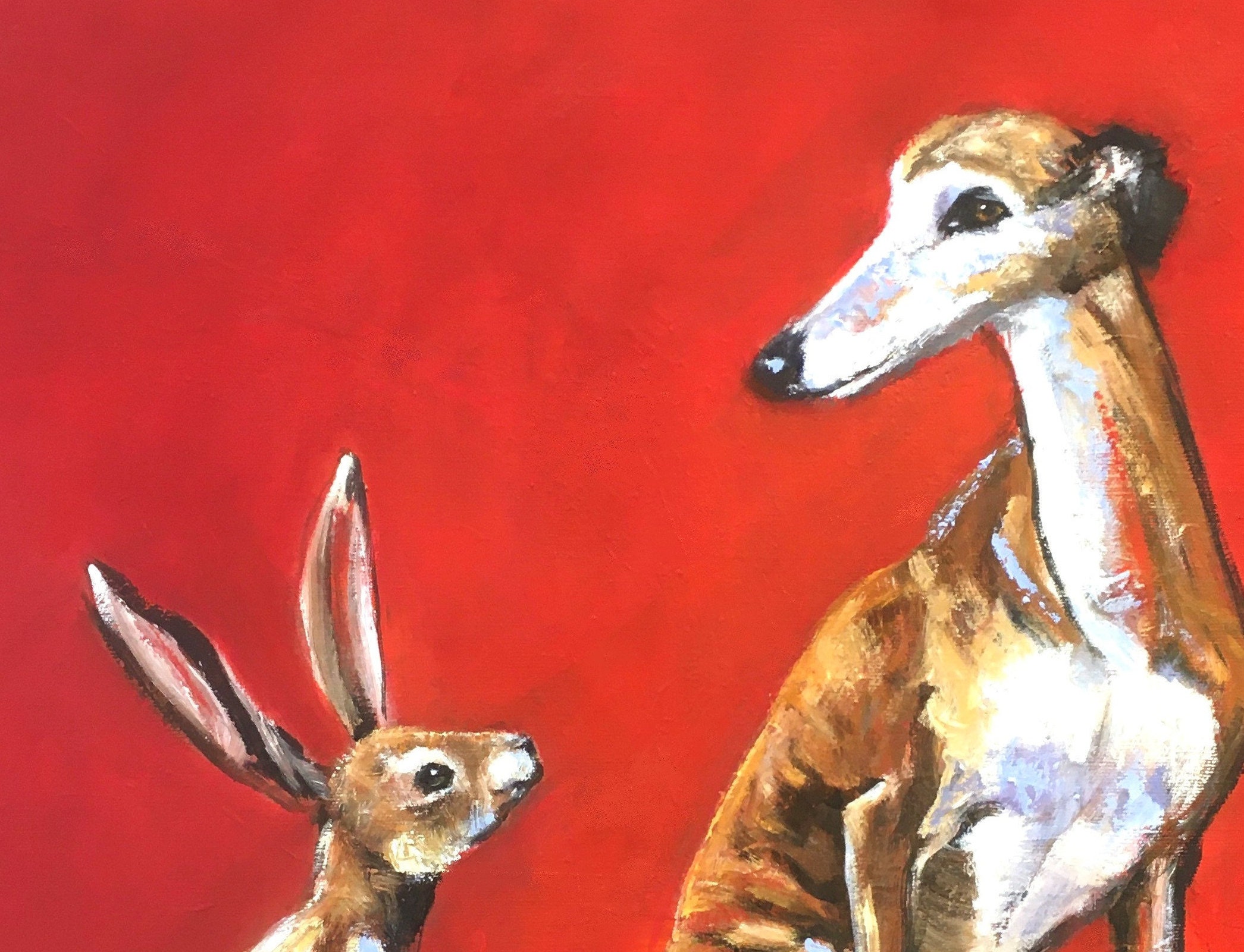 Hare and Greyhound Art Print Funny Brindle Galgo Espanol - Etsy