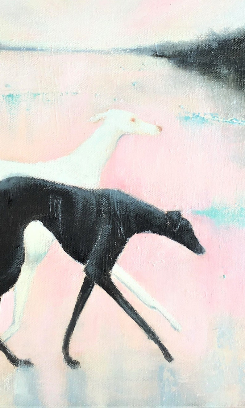 Two Greyhounds in a Landscape Giclée Print: Galgo Espanol Expressive ...