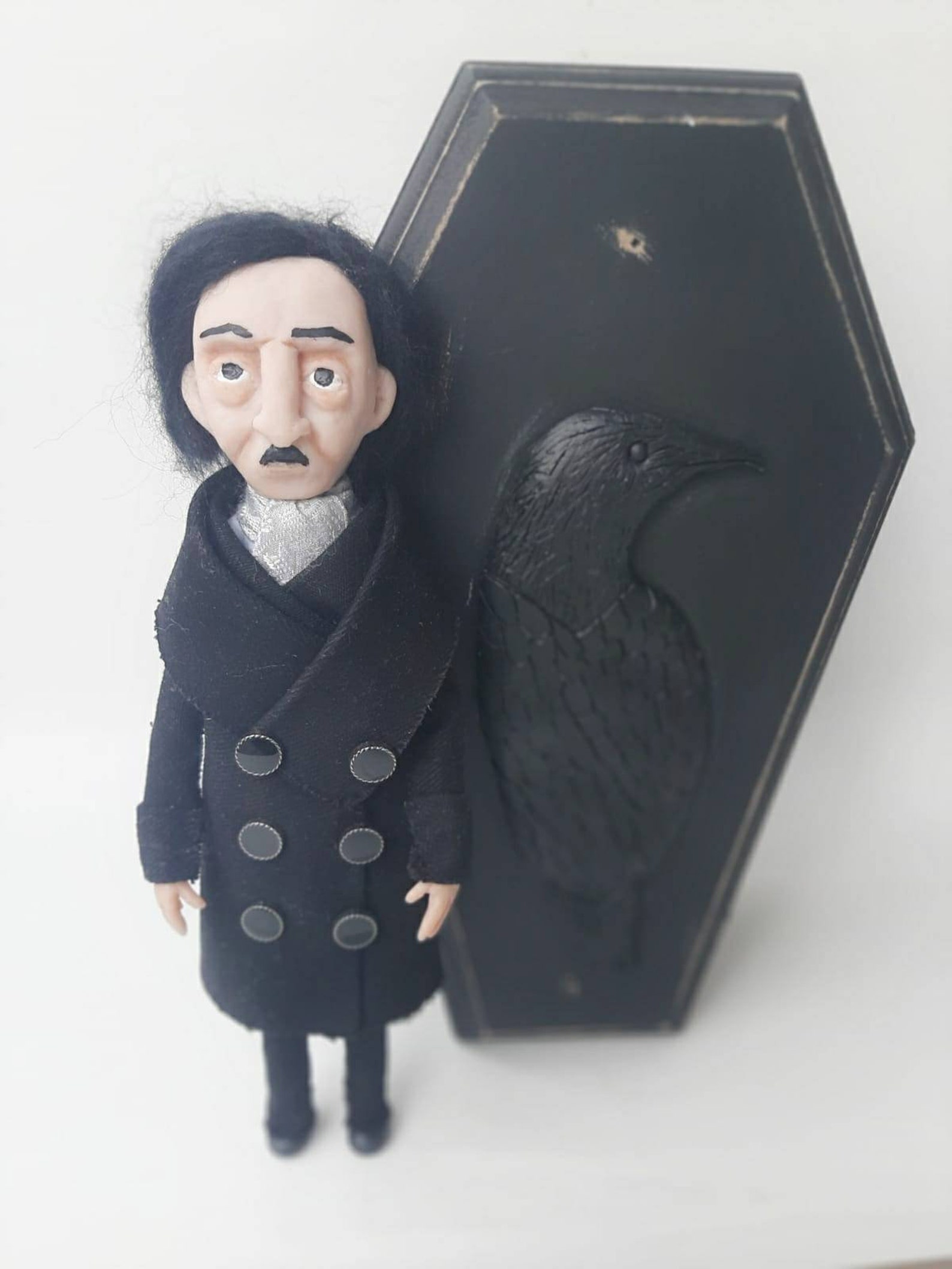 Edgar Allan Poe Gothic Art Doll Spooky Decor Coffin Art - Etsy