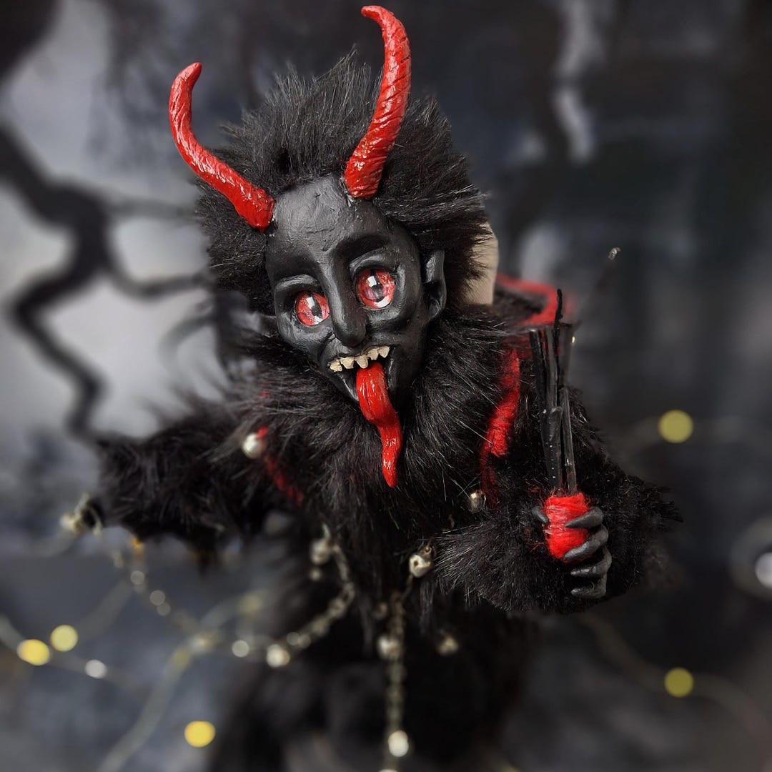 Krampus Art Doll – Gothic Xmas Decor, Creepy Yule Gift, Dark Folklore ...
