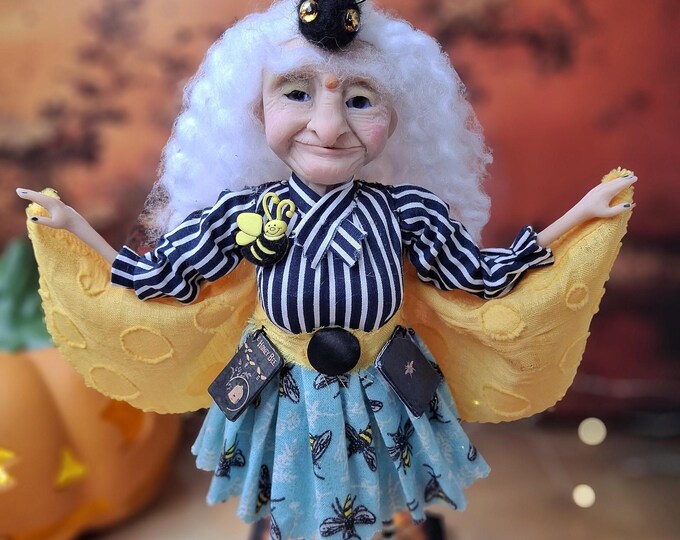 One of a Kind Halloween Witch Art Doll – Handmade Polymer Clay Figurine ...