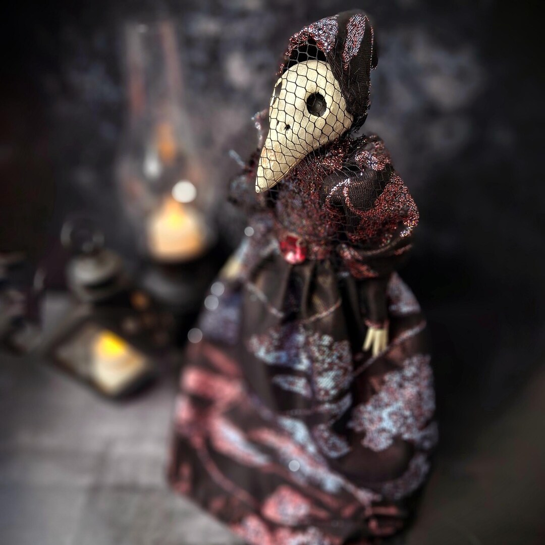 Gothic Crow Art Doll – Victorian Raven Sculpture for Goth Home Decor ...