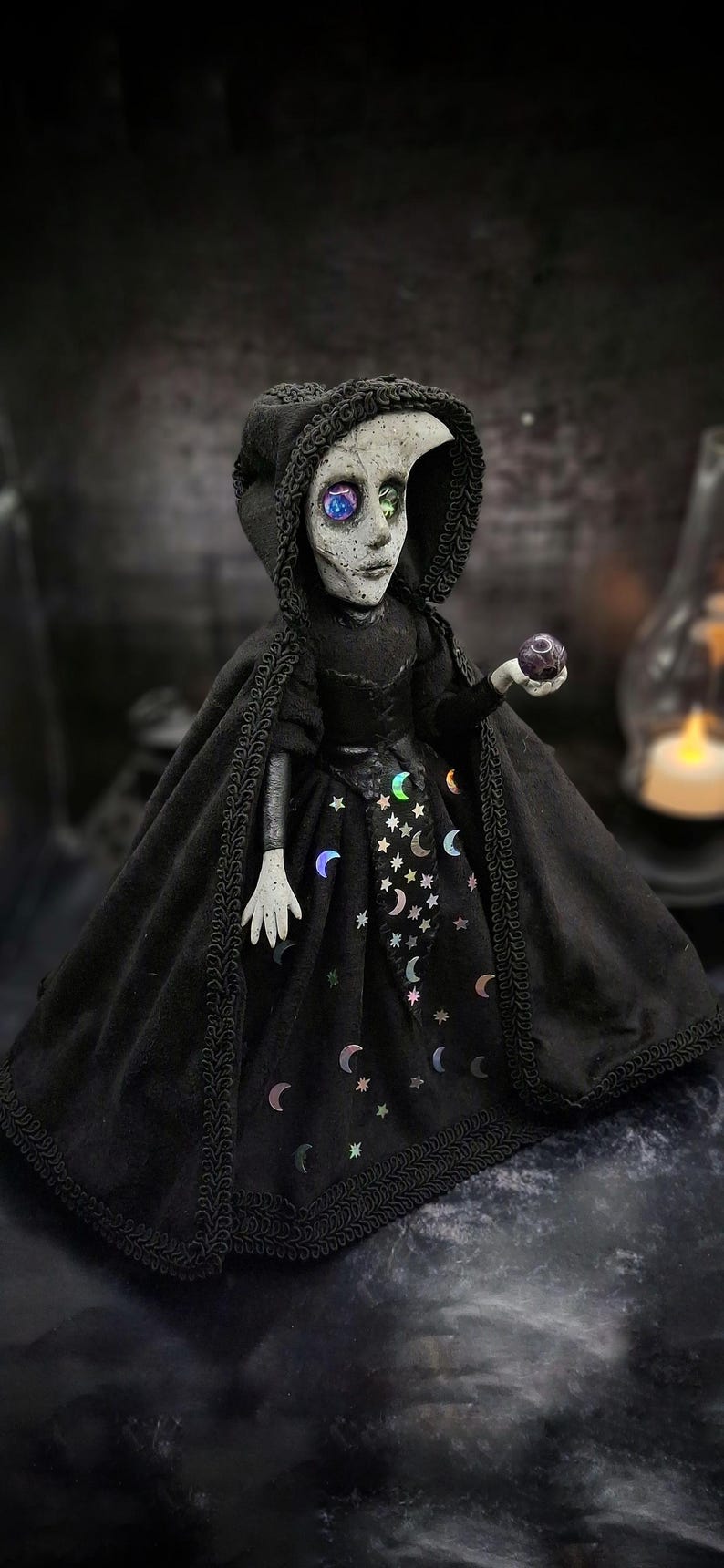 Crescent Moon Gothic Art Doll | Enchanted Fantasy Decor - Etsy