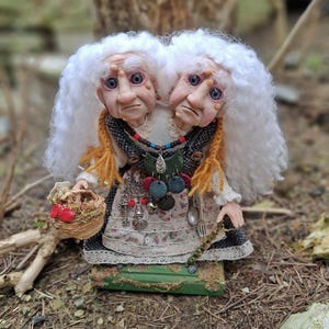 Conjoined Forest Witch Doll – Whimsical Fantasy Sculpture | Oddities ...