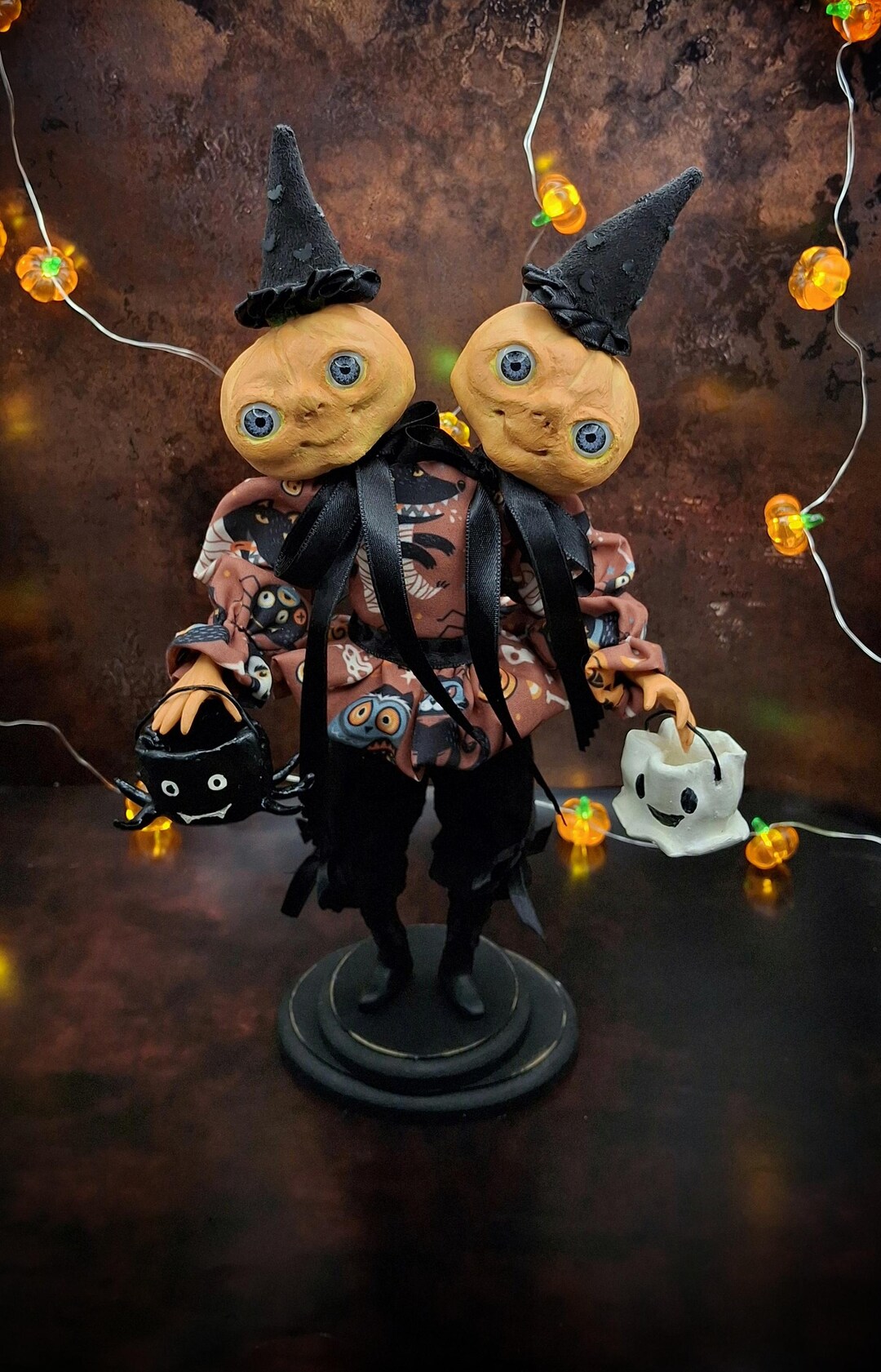 Siamese Twin Halloween Pumpkin Art Doll - Whimsical Decor - Etsy