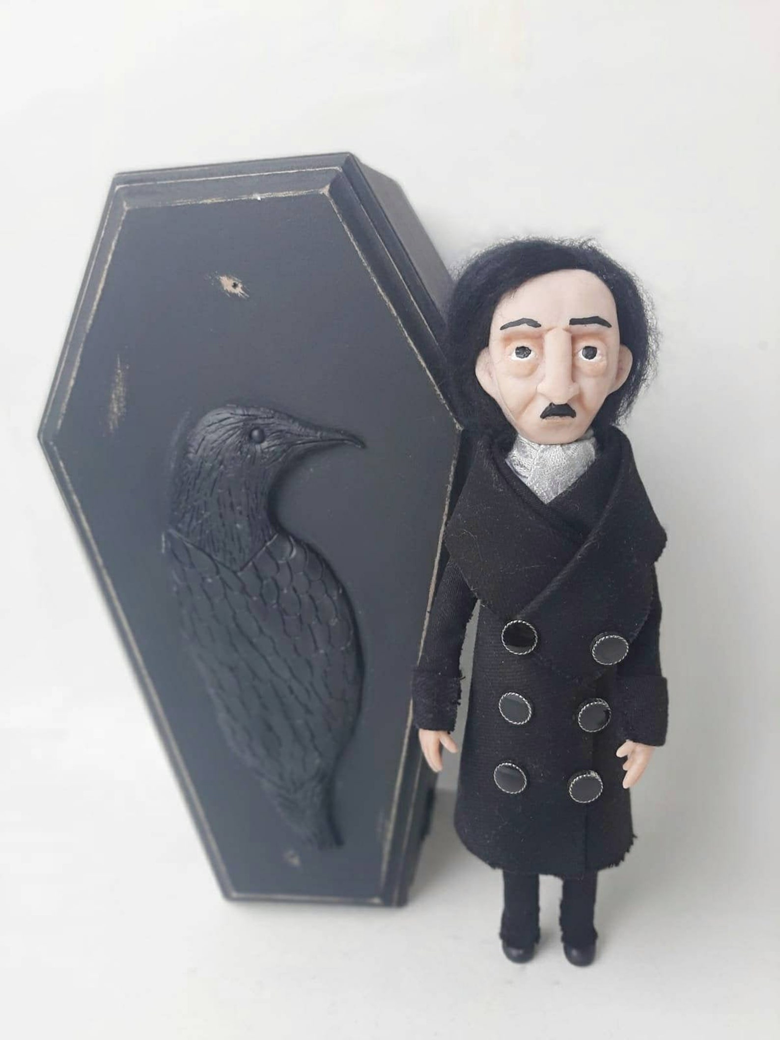 Edgar Allan Poe Gothic Art Doll Spooky Decor Coffin Art - Etsy