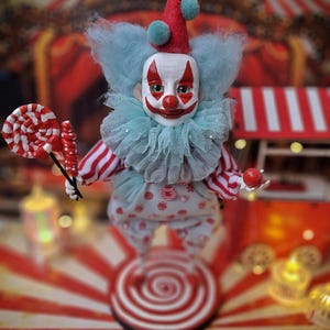 Whimsical Creepy Clown Doll – Haunted Circus Art Figurine | Spooky ...