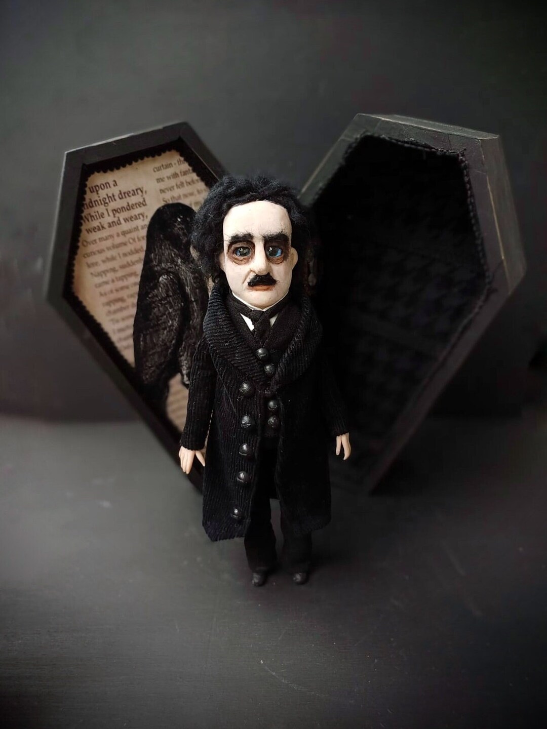 Edgar Allan Poe Gothic Poseable Art Doll, Gothic Home Decor, Nevermore ...