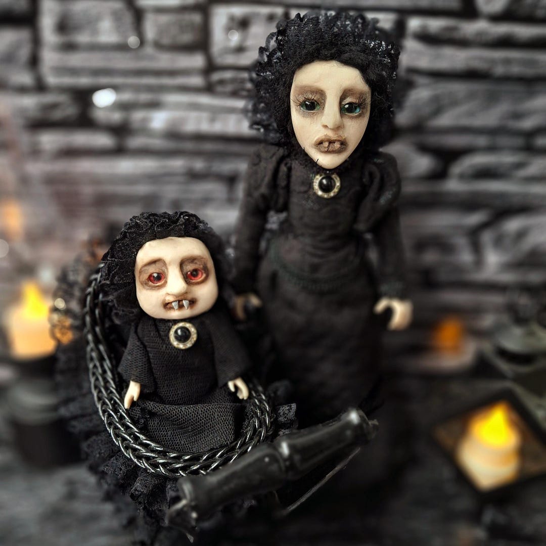 Haunting Gothic Vampire Baby Doll: Eerie Halloween Decor, Creepy Art ...
