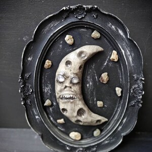 Moon Art, Gothic Home Decor, Creepy Wall Art, Halloween Decor - Etsy