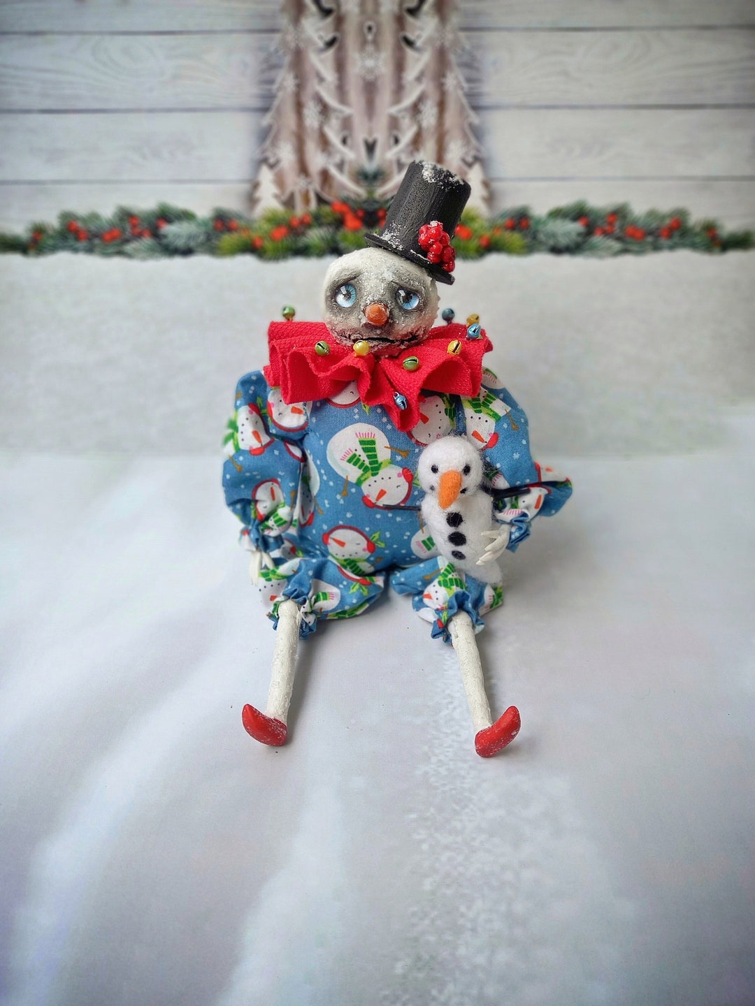Snowman Poseable Art Doll Creepy Christmas Decor Christmas - Etsy