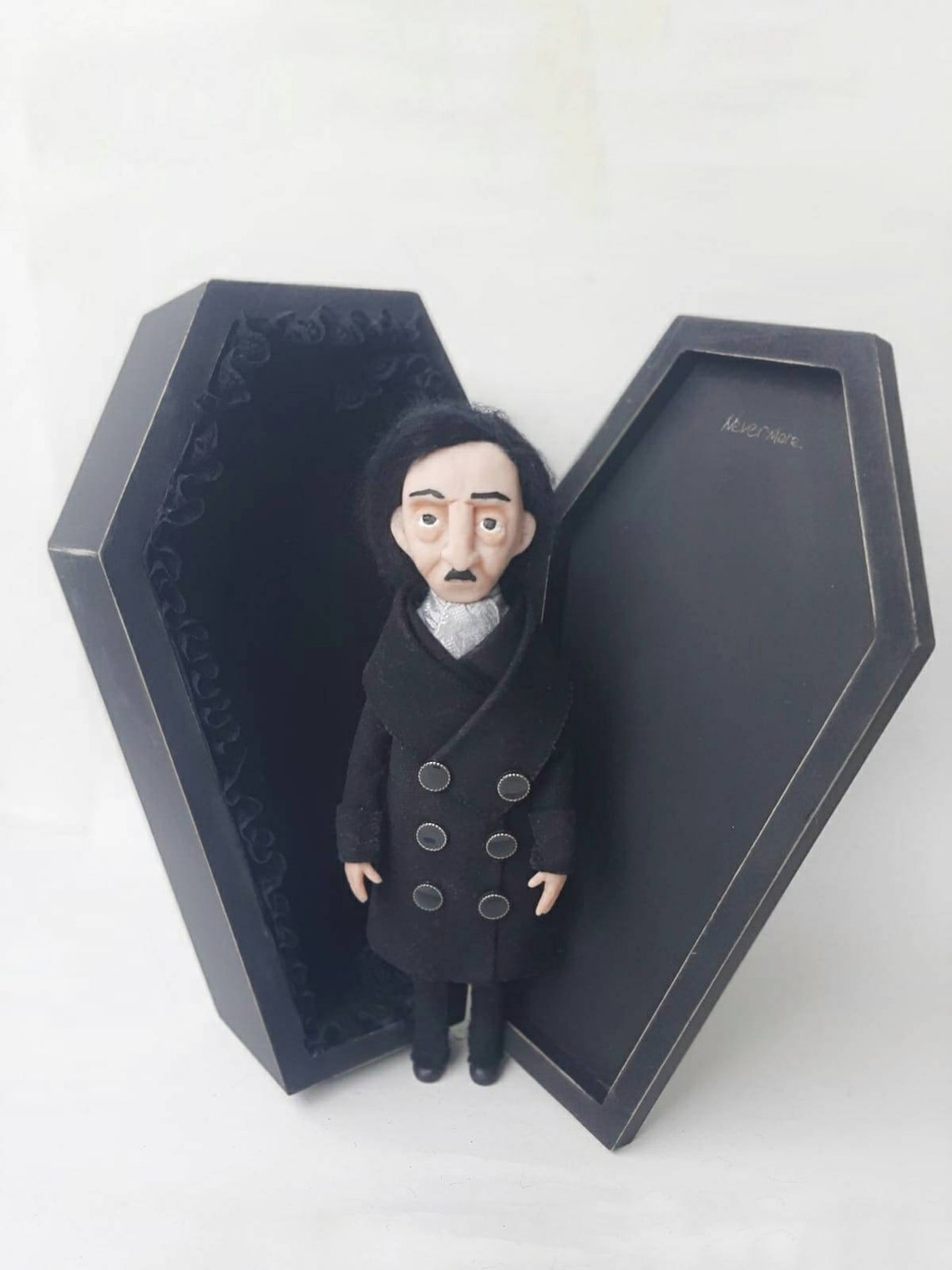 Edgar Allan Poe Gothic Art Doll Spooky Decor Coffin Art - Etsy