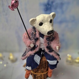 Handcrafted Poseable Polar Bear Art Doll: Whimsical Arctic Creature for ...