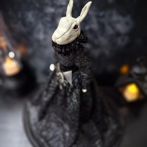 Gothic Rabbit Art Doll – Whimsical Bunny Figurine | Handcrafted Gothic ...