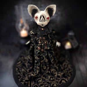 Gothic Bat Figurine – Creepy Handmade Doll for Spooky Home Decor ...