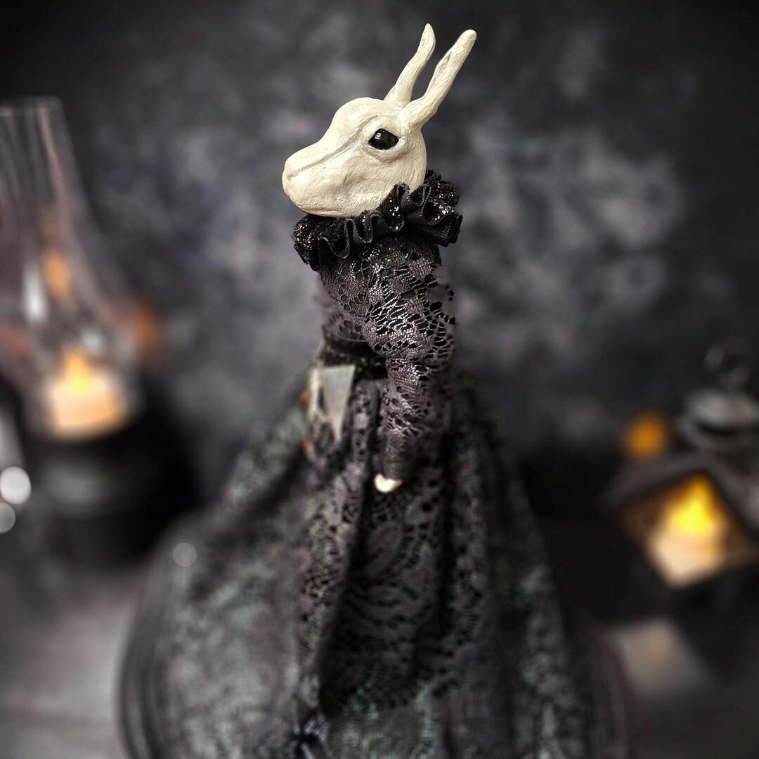 Gothic Rabbit Art Doll – Whimsical Bunny Figurine | Handcrafted Gothic ...