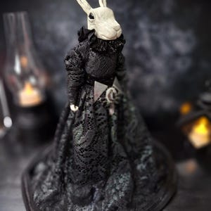 Gothic Rabbit Art Doll – Whimsical Bunny Figurine | Handcrafted Gothic ...