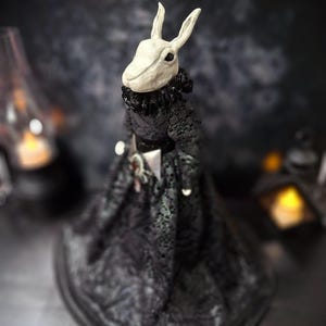 Gothic Rabbit Art Doll – Whimsical Bunny Figurine | Handcrafted Gothic ...